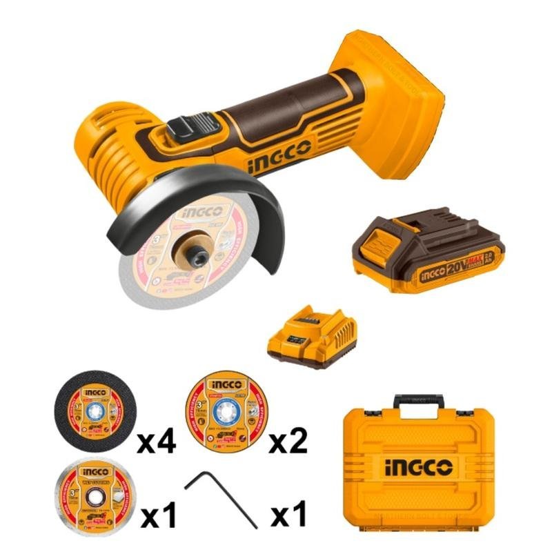 INGCO Industrial Cordless Mini Angle Grinder 20V 76mm | CAGLI76012 ... INGCO Industrial Cordless Mini Angle Grinder 20V 76mm | CAGLI76012 ...