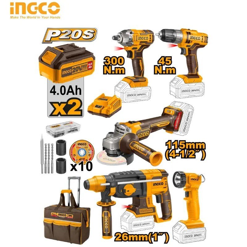 PACK 5PCS 20V BRUSHLESS INGCO CKLI2019 – Brico-tools